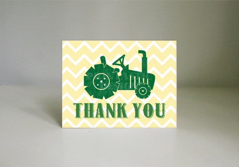 TRACTOR Thank You Card in Green and Yellow Instant Printable - Etsy