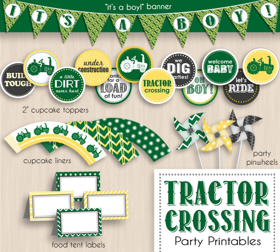 TRACTOR Raffle Ticket in Green and Yellow- Instant Printable Download ...