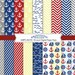 NAUTICAL Printable Paper Pack in Navy Blue and Red- Instant Download - Etsy