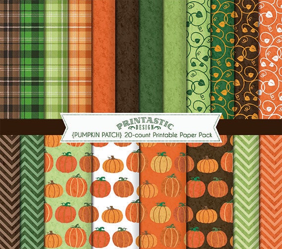 PUMPKIN PATCH Paper Pack in Orange Instant Printable Download | Etsy