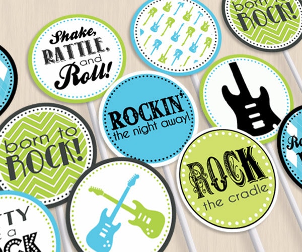 ROCK GUITAR Paper Pack in Lime Green Turquoise Aqua Blue and - Etsy