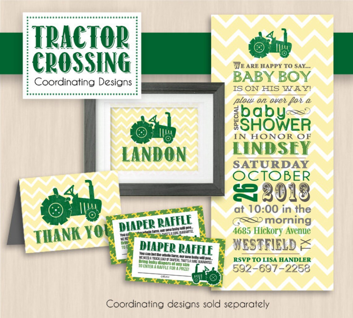 TRACTOR Raffle Ticket in Green and Yellow- Instant Printable Download ...