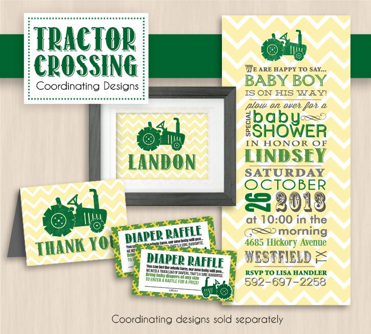 TRACTOR Raffle Ticket in Green and Yellow- Instant Printable Download ...