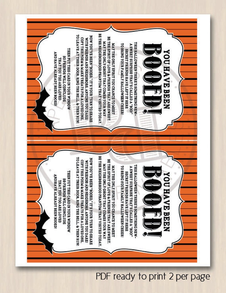 BOO POEM for Neighbors- Printable Halloween Card - Etsy