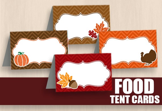THANKSGIVING TENT CARDS and Labels- Instant Editable Printable Pdf ...