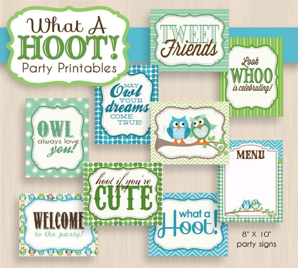 BABY OWL Shower Printable Package in Seafoam Green & Teal - Etsy