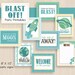 BLAST OFF Birthday Party Printable Package in Seafoam & Teal - Etsy