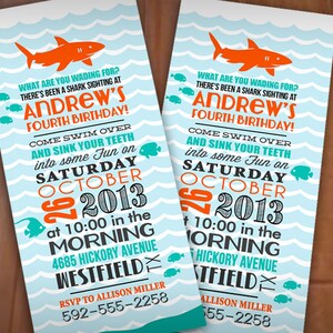 SHARK HAPPY BIRTHDAY Banner in Orange and Aqua- Instant Printable ...