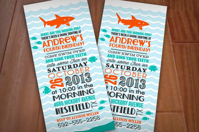 SHARK HAPPY BIRTHDAY Banner in Orange and Aqua- Instant Printable ...