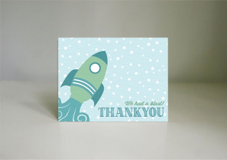ROCKET Thank You Card in Seafoam Green- Instant Printable Download - Etsy
