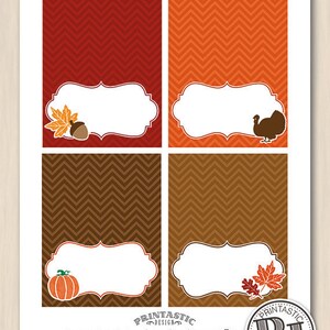 THANKSGIVING TENT CARDS and Labels- Instant Editable Printable Pdf ...