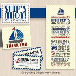 SHIP'S AHOY Nautical Birthday Party Printable Package in Red, Yellow ...