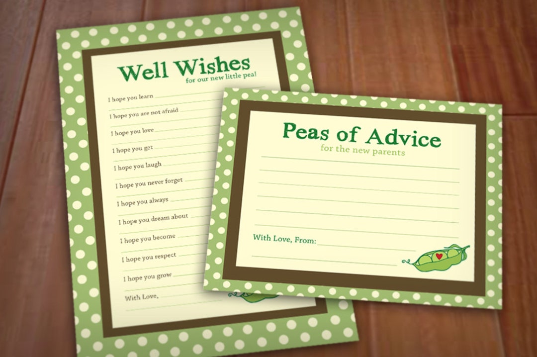 PEA POD Advice Cards for Baby Shower- Instant Printable Download - Etsy