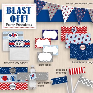 BLAST OFF Baby Shower Printable Package in Navy and Red | Etsy
