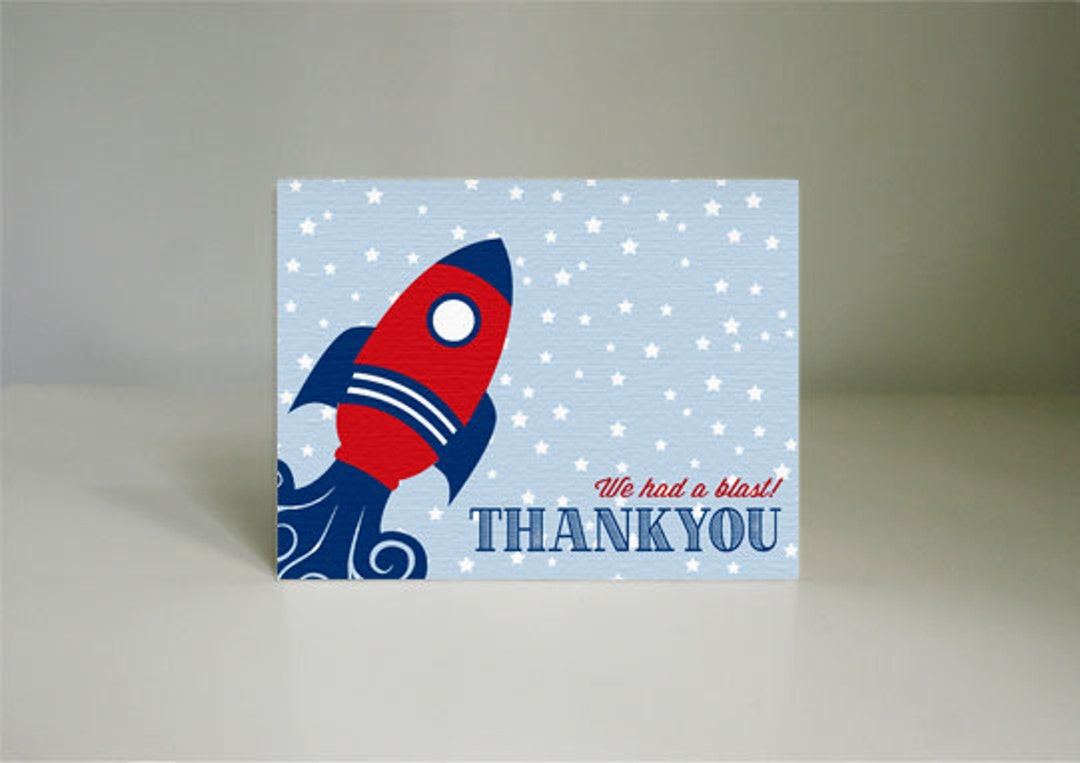 ROCKET Thank You Card in Navy and Red Instant Printable Download - Etsy