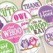 OWL Cupcake Toppers & Party Circles in Pink and Purple- Instant ...