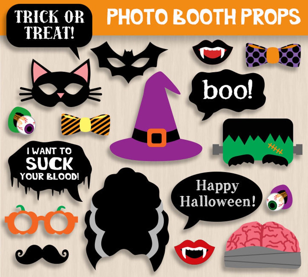 PHOTO BOOTH PROPS for Halloween- Instant Printable Download - Etsy