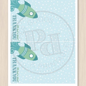 ROCKET Thank You Card in Seafoam Green Instant Printable Download - Etsy