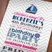 SAIL BOAT Nautical Thank You Card in Pink and Navy Blue- Instant ...