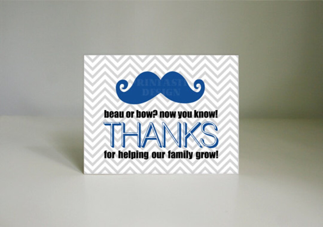 BOY MUSTACHE Thank You Card Instant Printable Download - Etsy