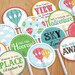 HOT AIR BALLOON Party Circles & Cupcake Toppers in Vintage Rainbow ...