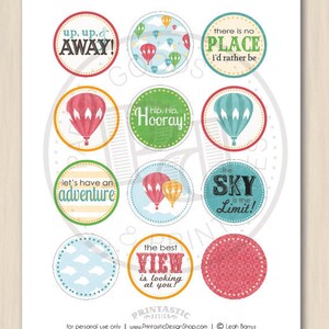 HOT AIR BALLOON Party Circles & Cupcake Toppers in Vintage Rainbow ...