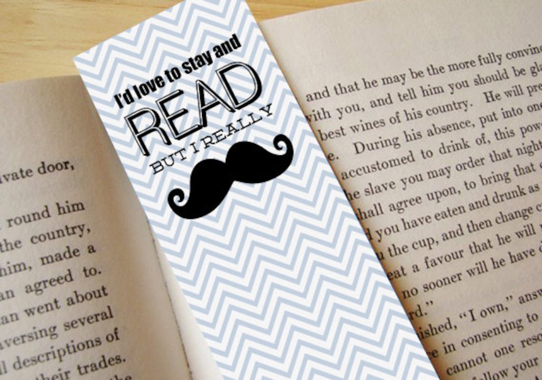 MUSTACHE Printable Bookmark Instant Download - Etsy
