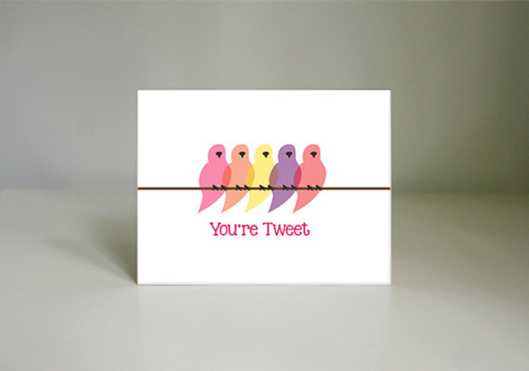 YOU'RE TWEET Printable Thank You Card in Coral, Pink, Purple Instant ...