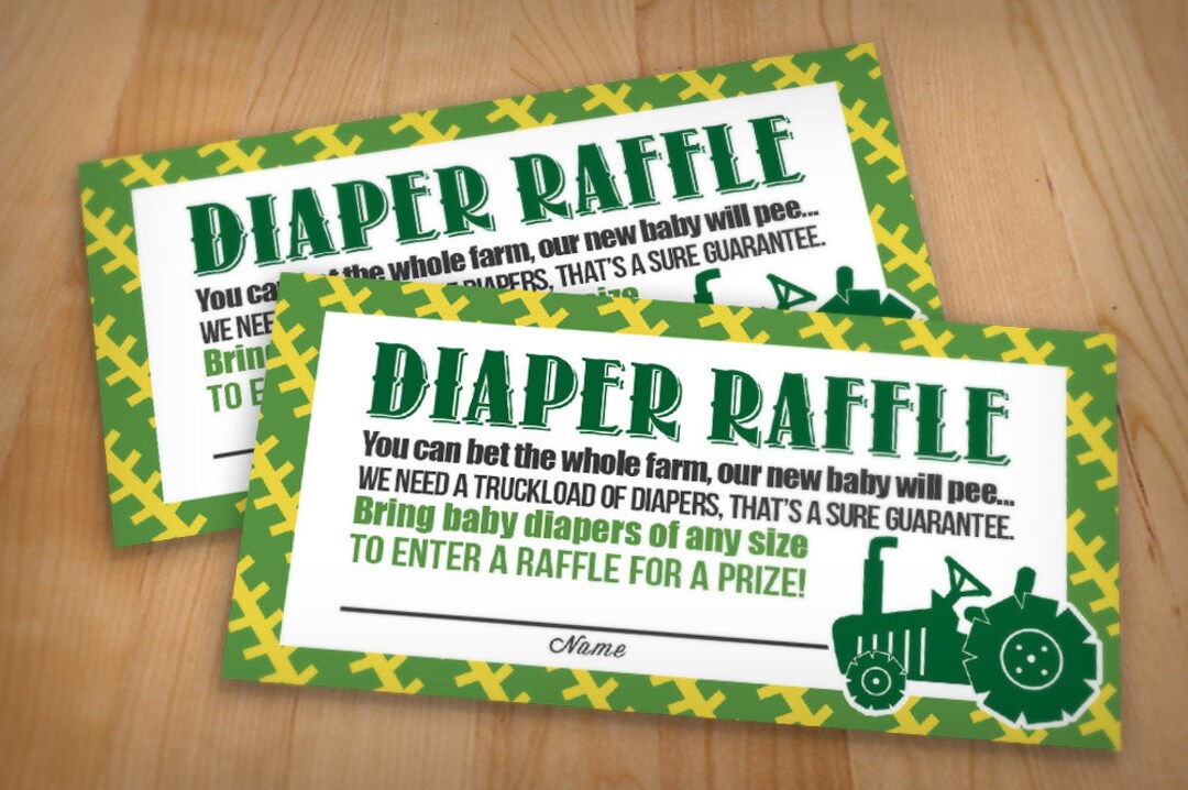 TRACTOR Raffle Ticket in Green and Yellow- Instant Printable Download ...