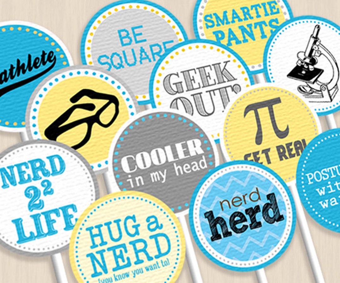 NERD Party Circles & Cupcake Toppers- Instant Printable Download - Etsy