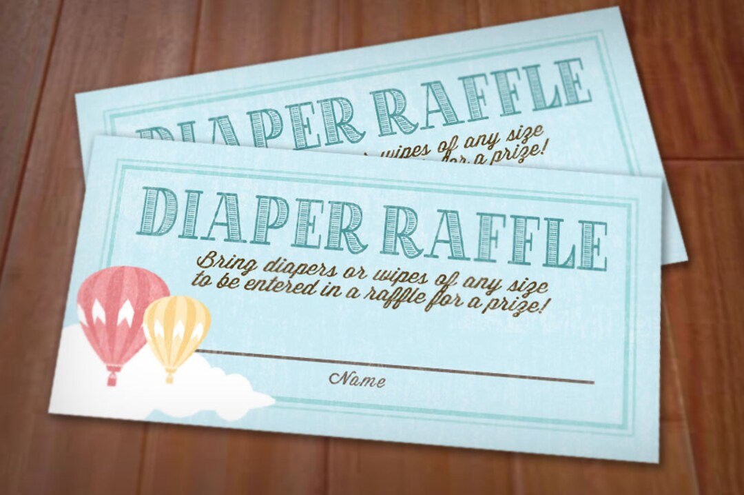 HOT AIR BALLOON Diaper Raffle Printable Ticket in Coral - Etsy