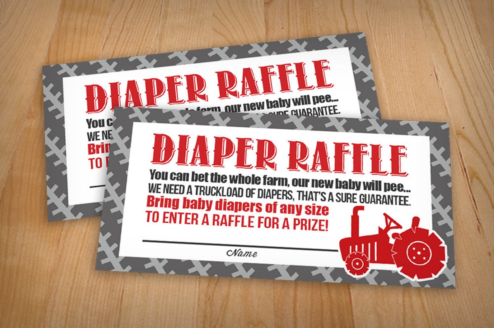 TRACTOR Raffle Ticket in Red and Gray Instant Printable - Etsy