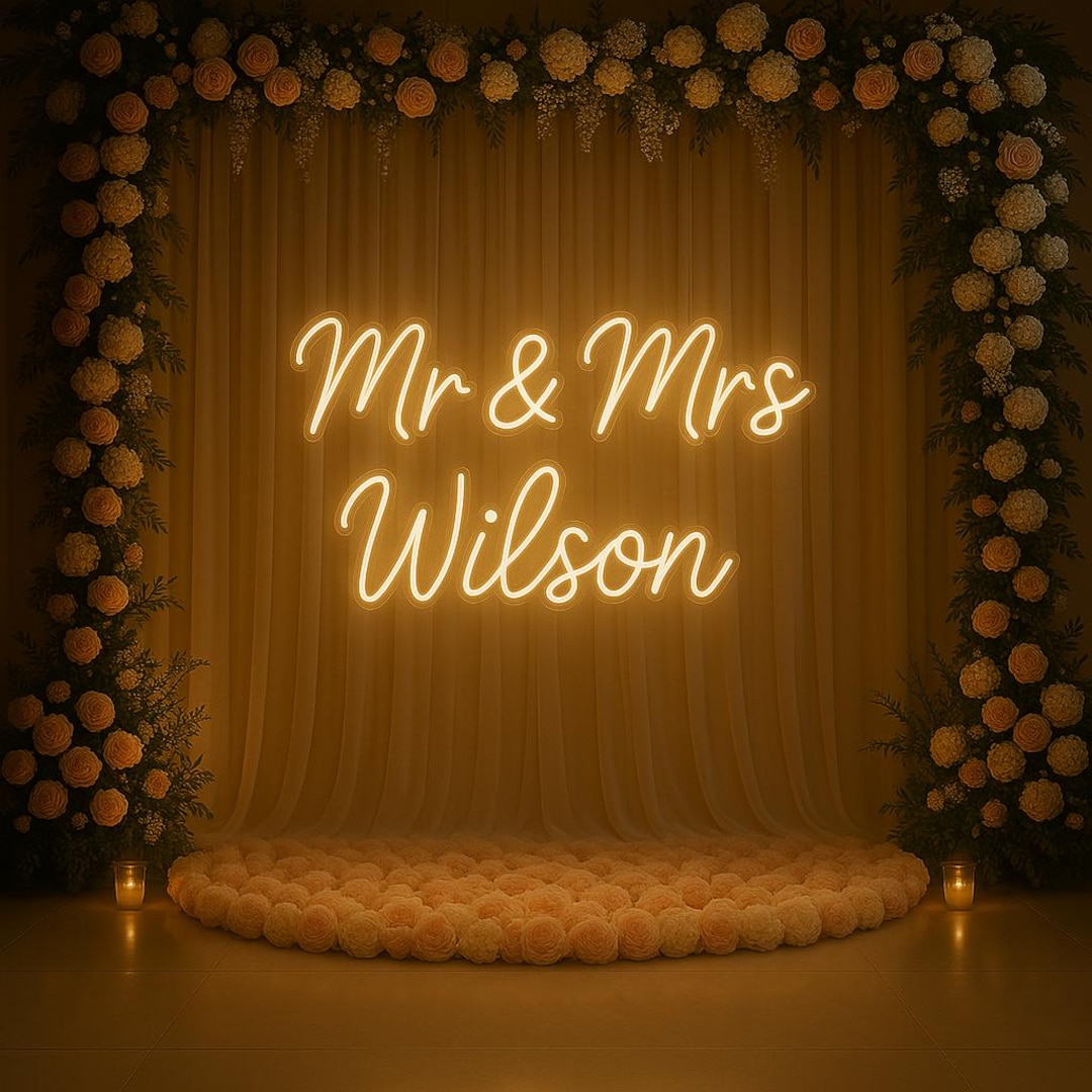 Custom Wedding Neon Sign, Wedding Neon Sign Name, Neon Sign Last Name ...