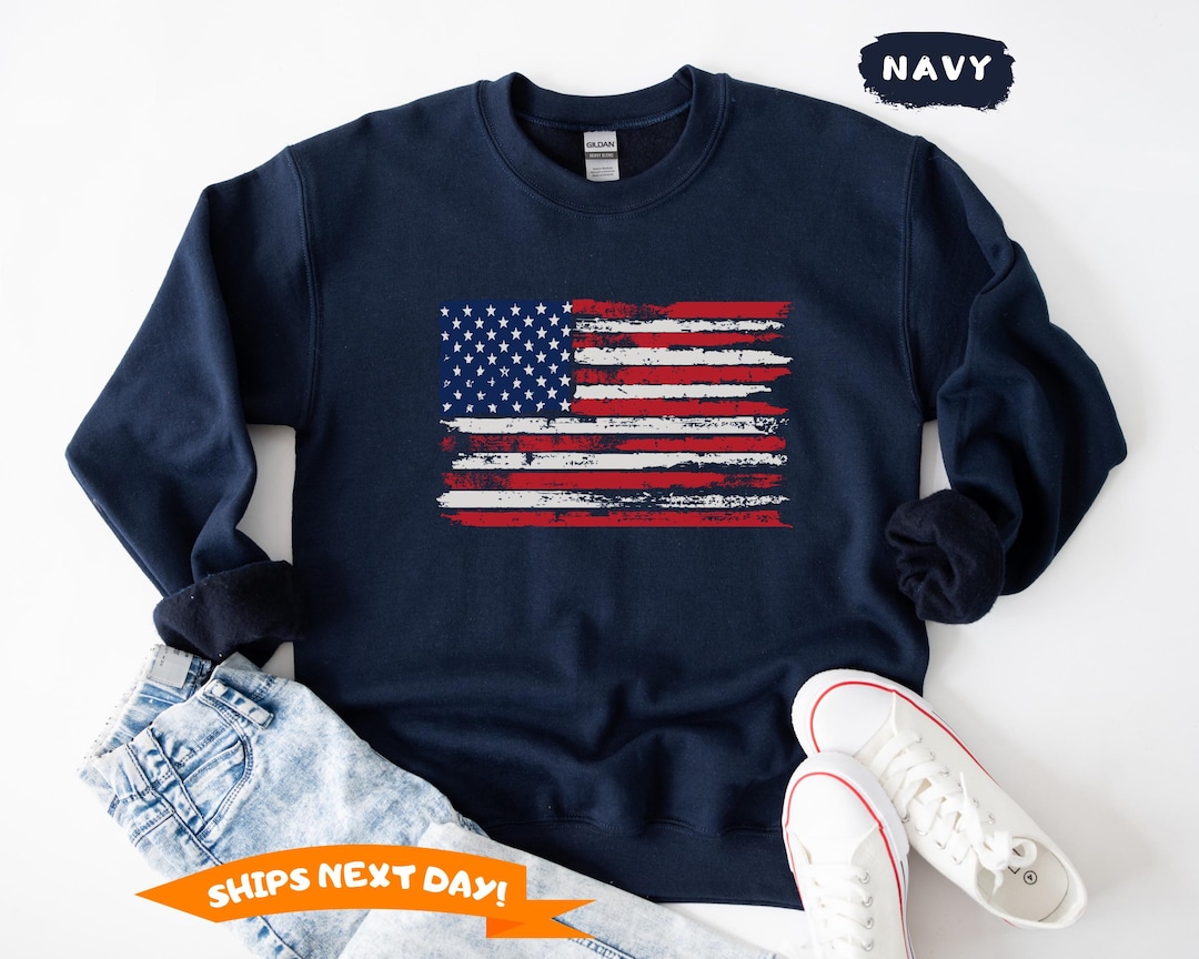 American Flag Sweatshirt, 4th of July Sweatshirt, Lace up Hoodie, Retro ...