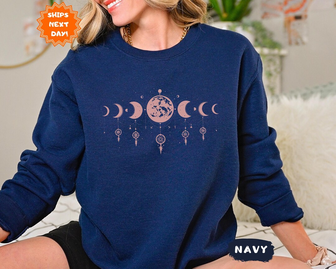 Celestial Sweatshirt, Boho Mystical Moon and Sun Hoodie, Moon Phase ...