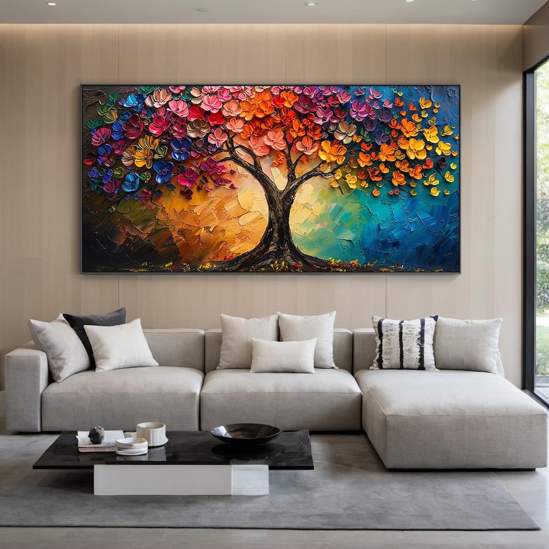 Original Tree of Life Oil Painting on Canvas, Large Custom Wall Art ...