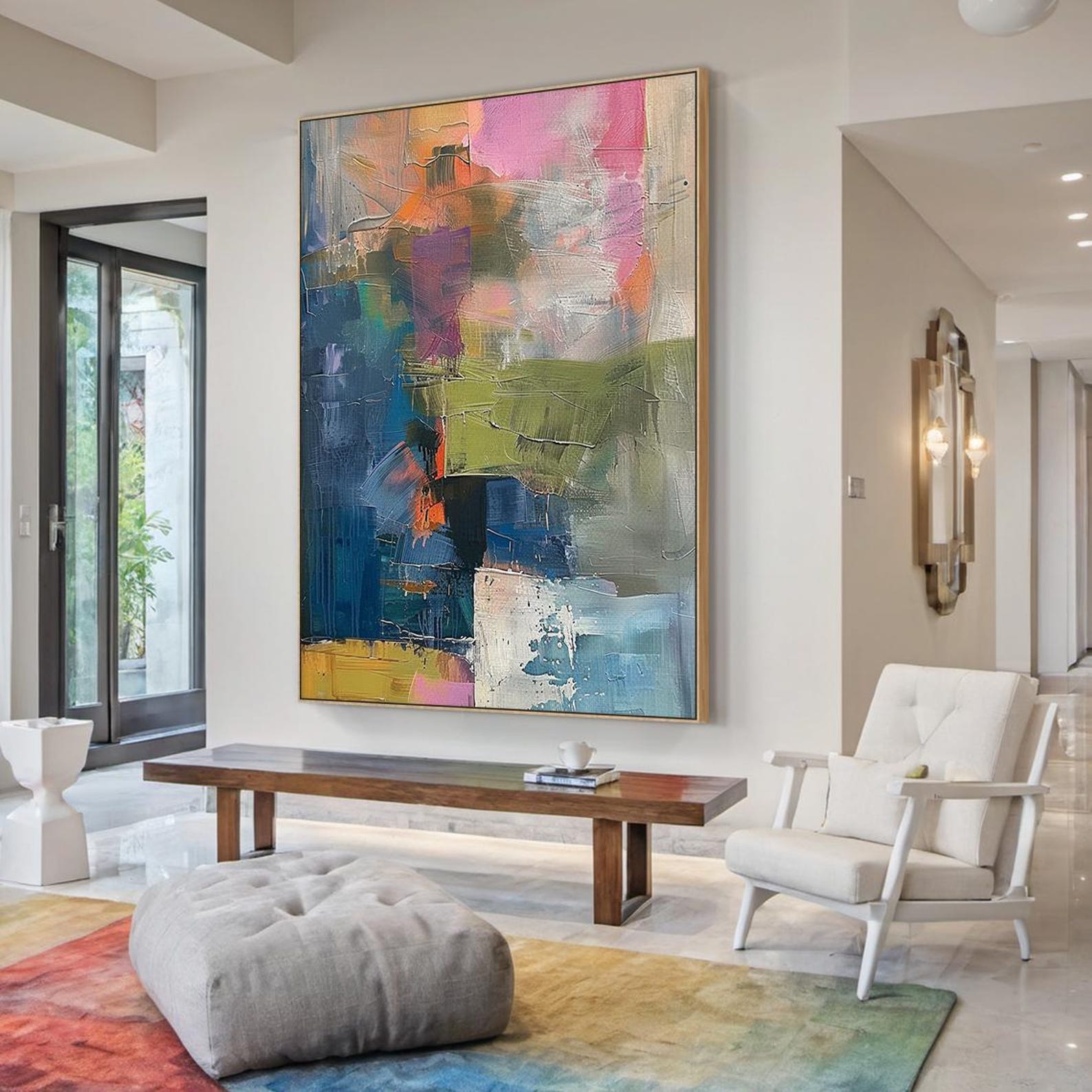 Original Colorful Abstract Wall Art Large Colorful Painting Blue Art ...