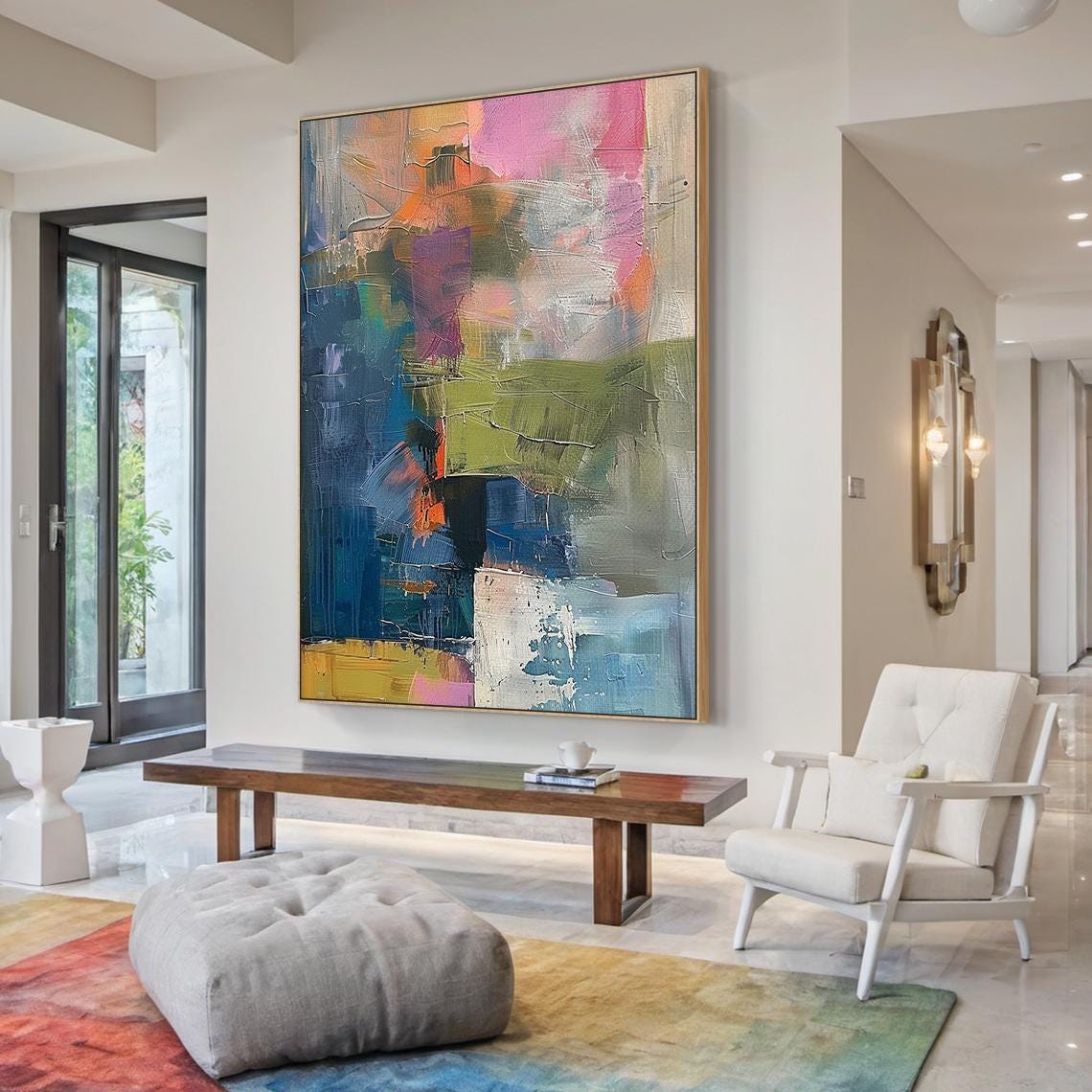 Original Colorful Abstract Wall Art Large Colorful Painting Blue Art ...