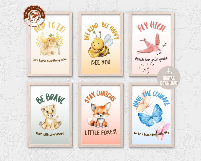 Animal Classroom Poster Kids Room Motivational Wall Decor Nursery Decor ...