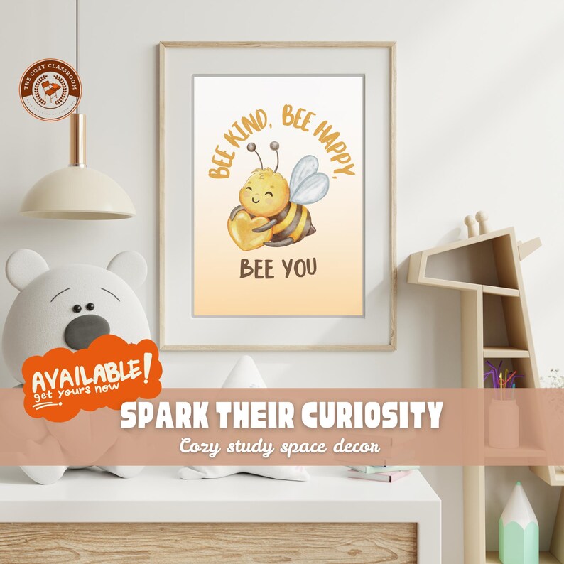Animal Classroom Poster Kids Room Motivational Wall Decor Bee Nursery ...