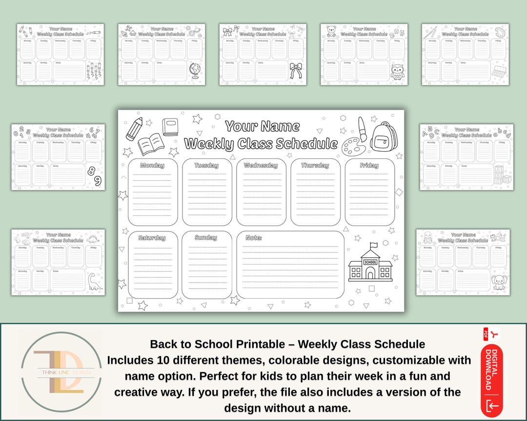 Printable Weekly Class Schedule: Colorable, Editable School Planner ...