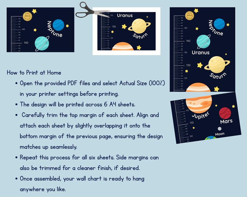 Printable Space Height Chart for Kids – Galaxy Growth Ruler Wall Decor ...