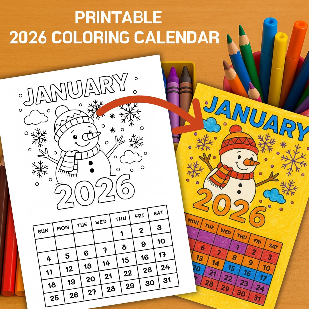 2026 Kids Coloring Calendar | Fun Monthly Art (A4 PDF & JPG) - for Boy ...