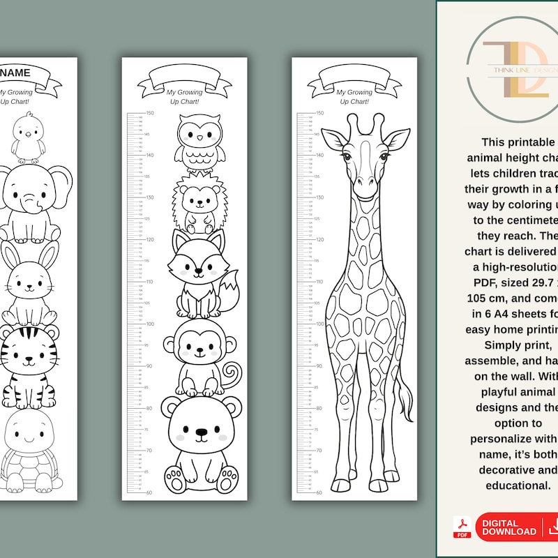 Kids Height Ruler Animal - Etsy