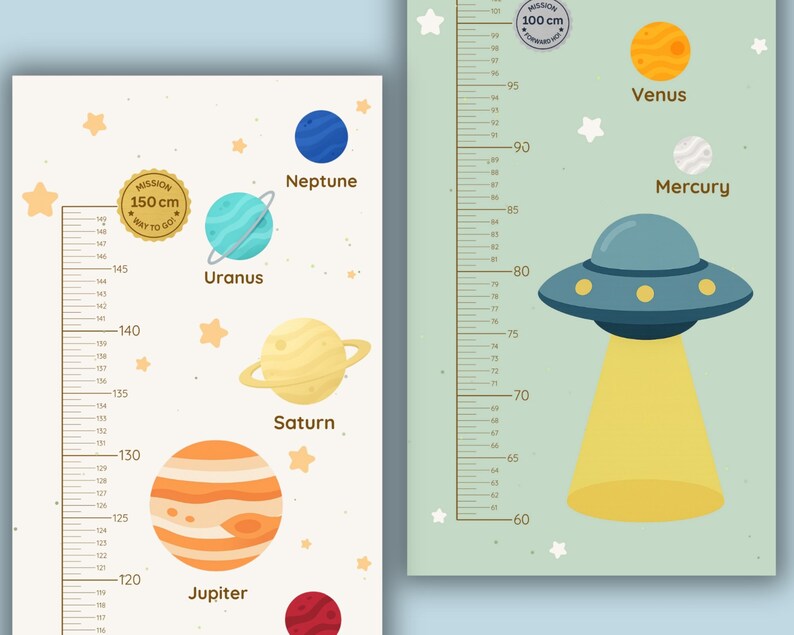 Printable Space Height Chart for Kids – Galaxy Growth Ruler Wall Decor ...