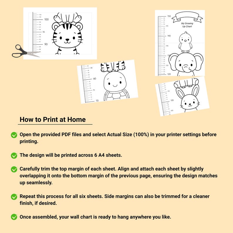 Colorable Custom Animal Height Chart | Fun for Preschool & Home Use ...