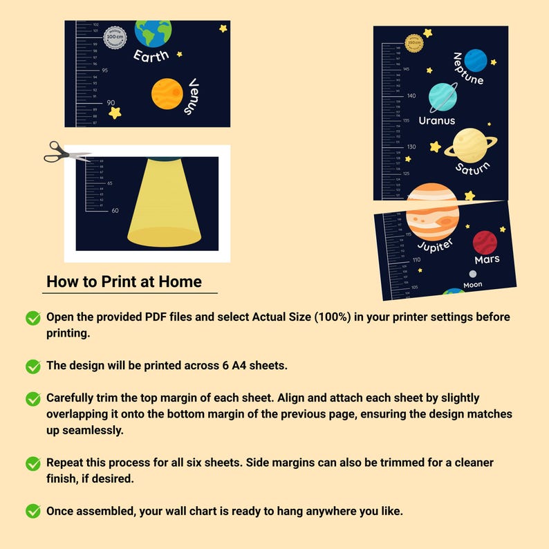 Space Height Chart for Kids – 5 Color Variants – Printable Galaxy ...