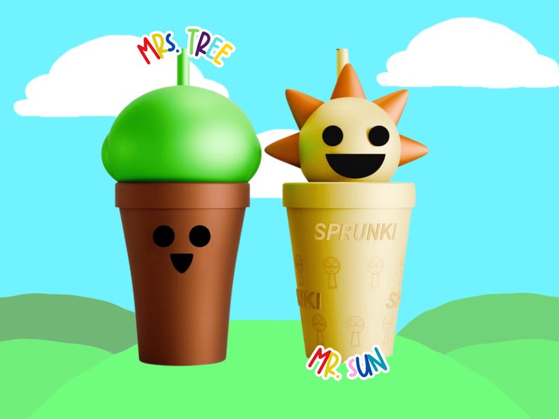 Custom Sprunki Tumblers 3D Printed Colorful Drinkware Funny Gifts Cute ...