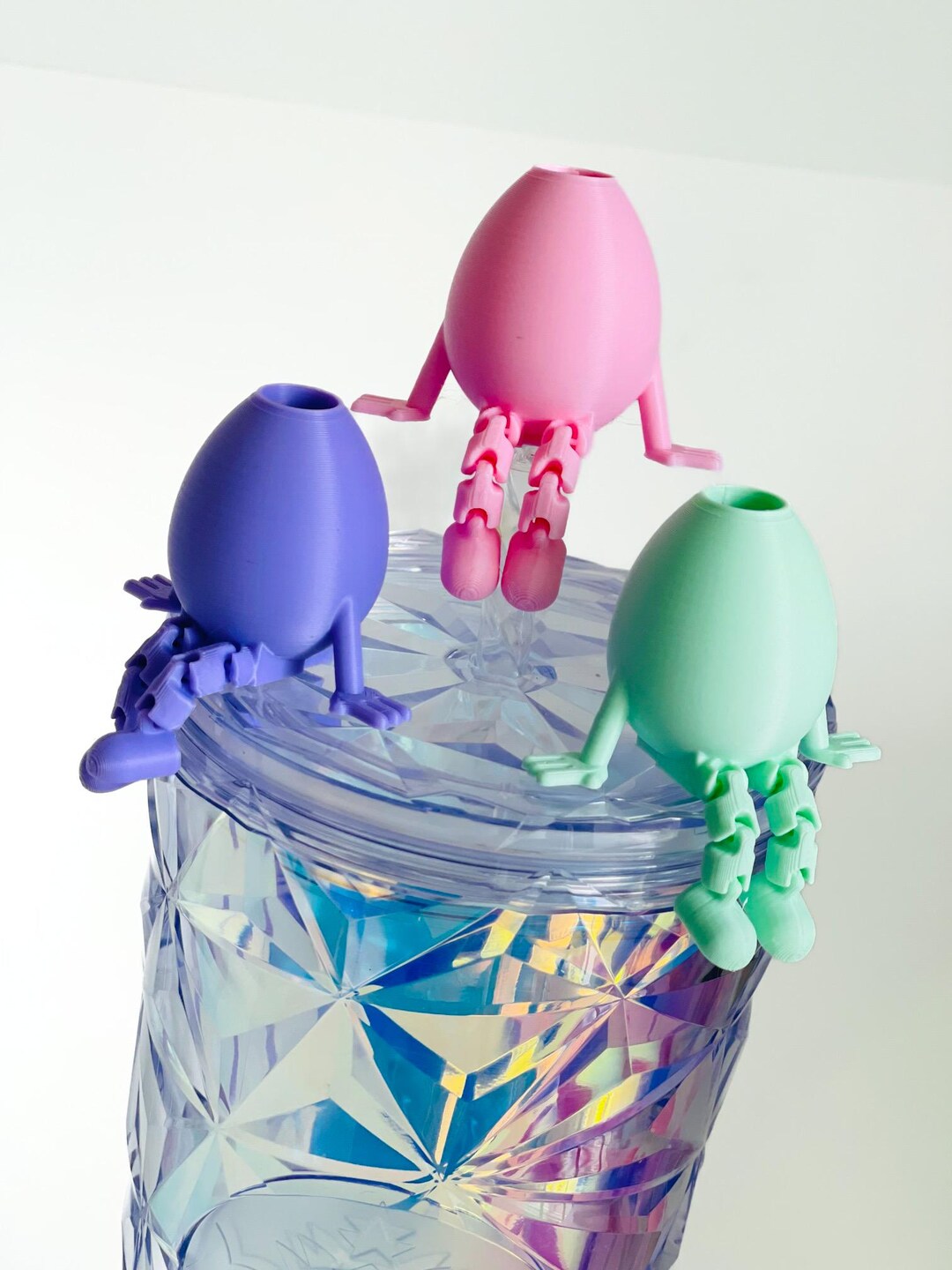 Egg Buddy Straw Topper 3D Printed Fidget Toy Mini Bunny Drink Charm Fun ...