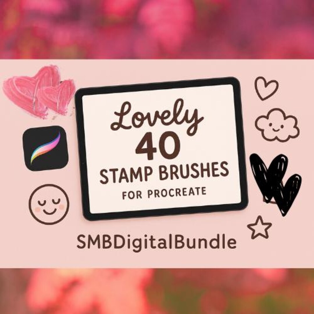 Lovely 40 Stamp Brush Set for Procreate | Cute Decorative Stamps ...
